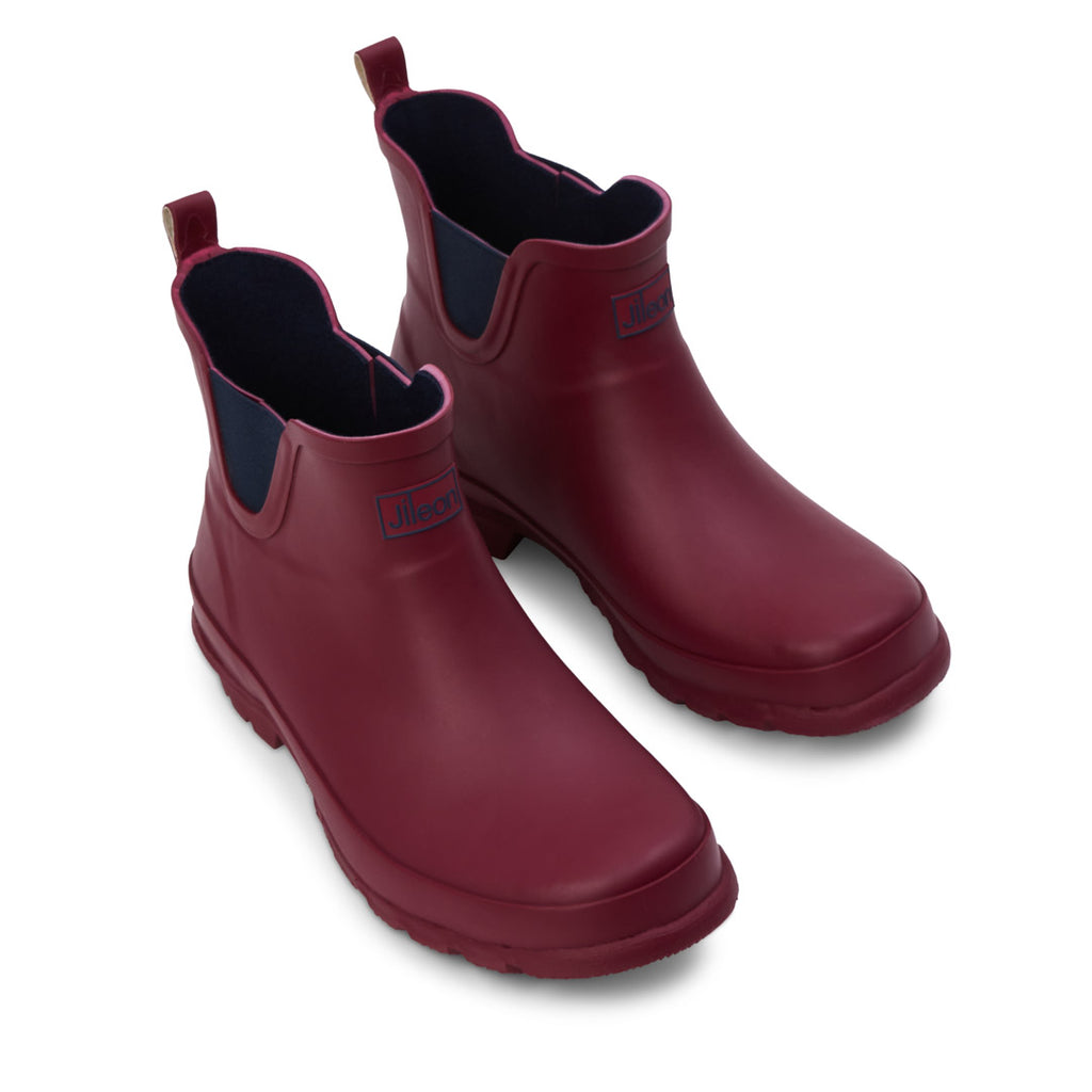 Womens Raspberry Red Ankle Rain Boots - Fit Wide Feet - Easy Slip On ...