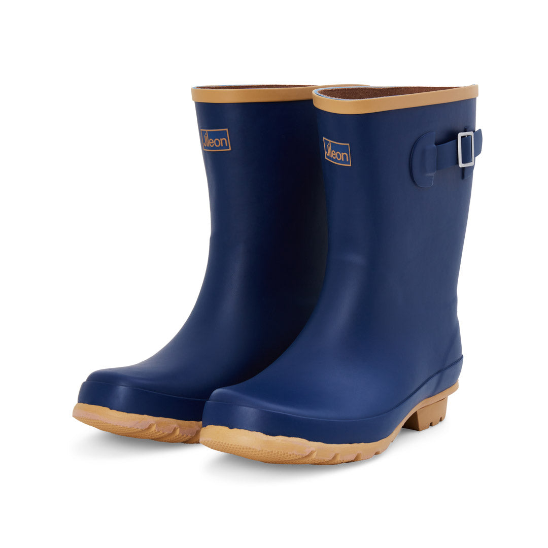 Womens Half Height Oxford Blue Rain Boots - Wide Foot and Ankle ...