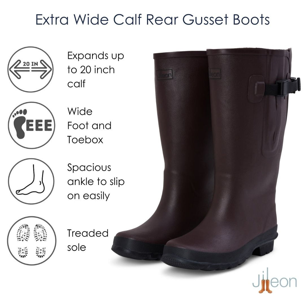Extra Wide Calf Brown Rain Boots - 16-20 inch Calf - Wide Foot & Ankle ...