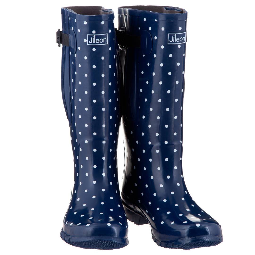 Extra Wide Calf Rain Boots - Navy Spots - 16-23 inch Calf - Wide in ...