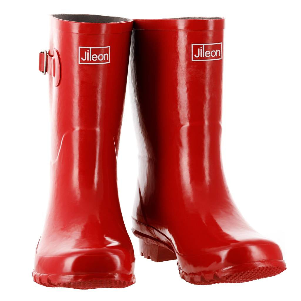 Half Height Red Rain Boots - Wide Fit in Foot and Ankle – Jileon RainBoots