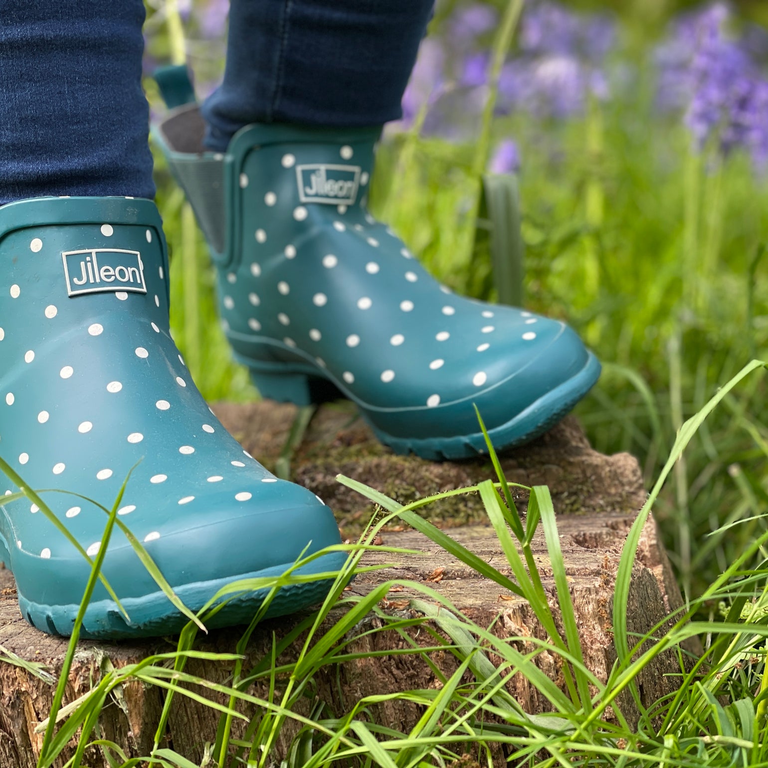 Womens Ankle Rain Boots - Teal Spot - Fit Wide Feet & Easy to Slip On ...