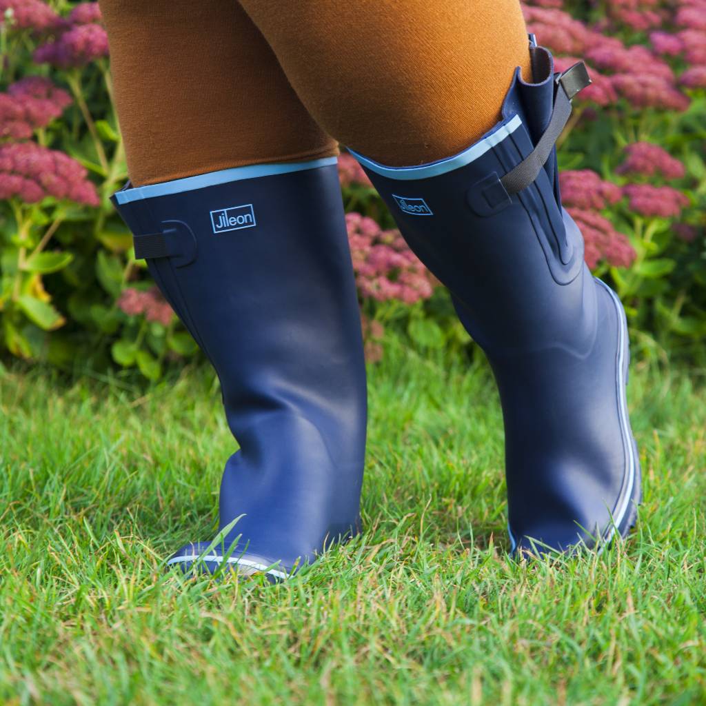 Wide Calf Navy Rain Boots - Up to 19 inch calf - Standard Fit in Ankle ...
